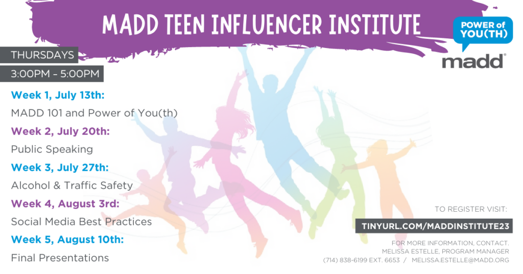 2023 MADD Teen Influencer Institute - Affiliate Southern California