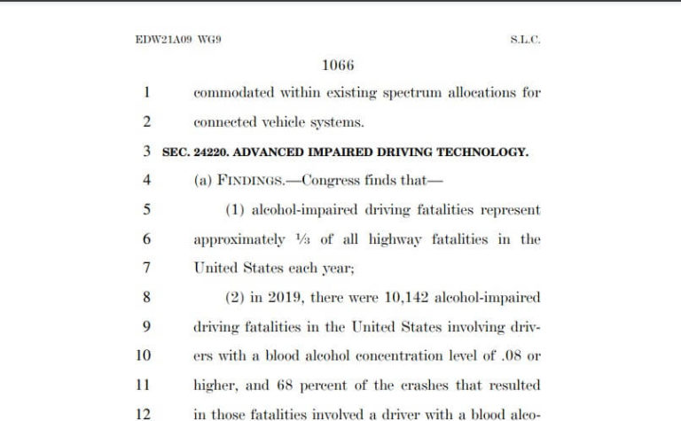 Statement: Drunk Driving Prevention Tech Provisions Included in ...