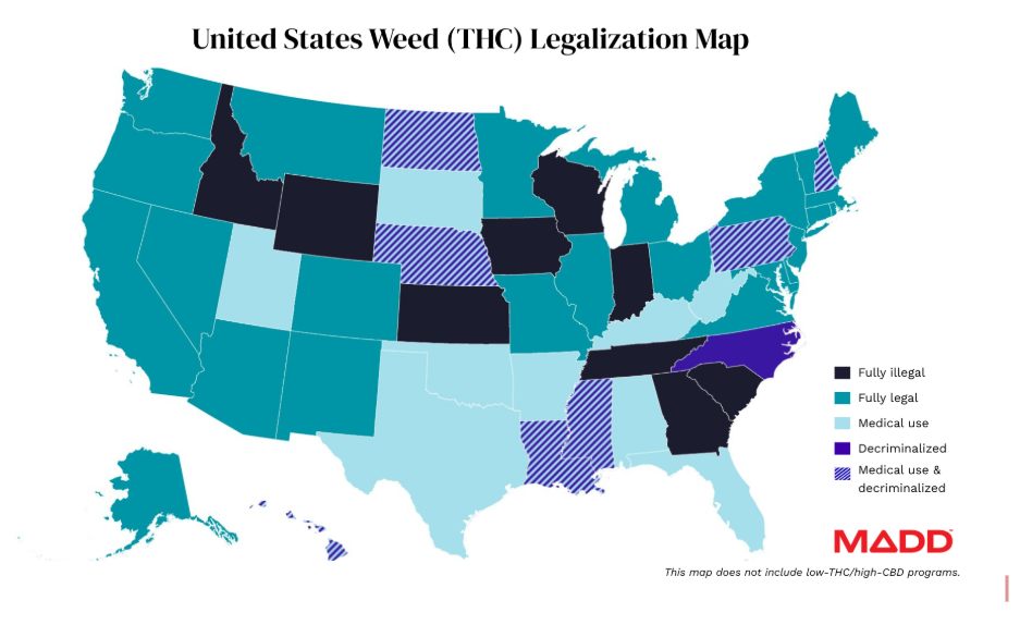 States Where Weed Is Legal: Laws By State | MADD - MADD